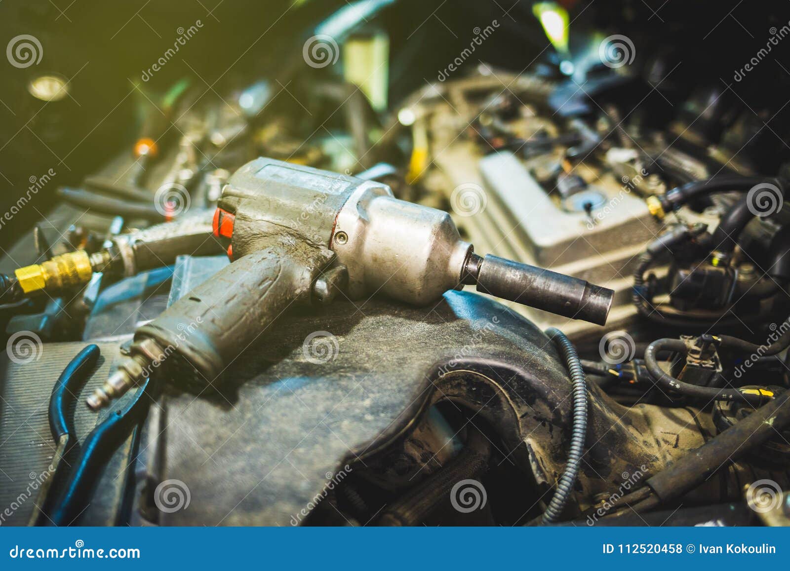 Complex Car Service Repair Inside Garage Stock Photo - Image of shop ...
