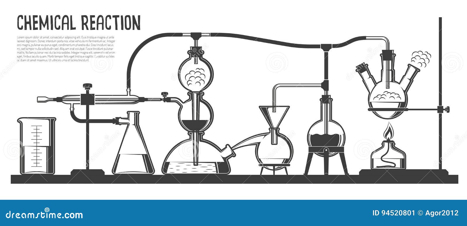 Complex chemical process stock vector. Illustration of chemistry - 94520801