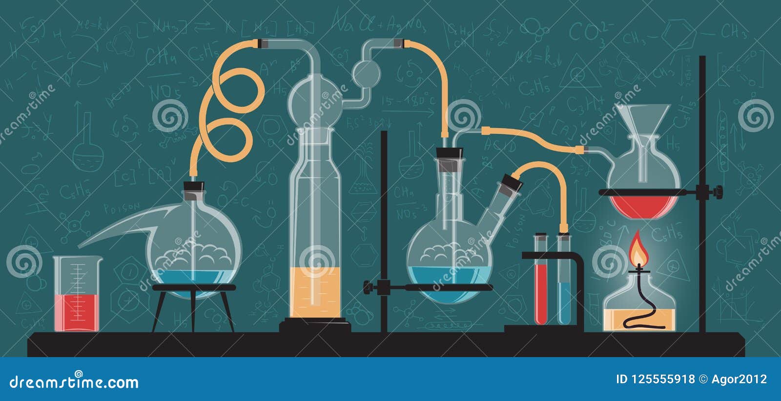 A Complex Chemical Reaction Stock Vector - Illustration of glassware ...
