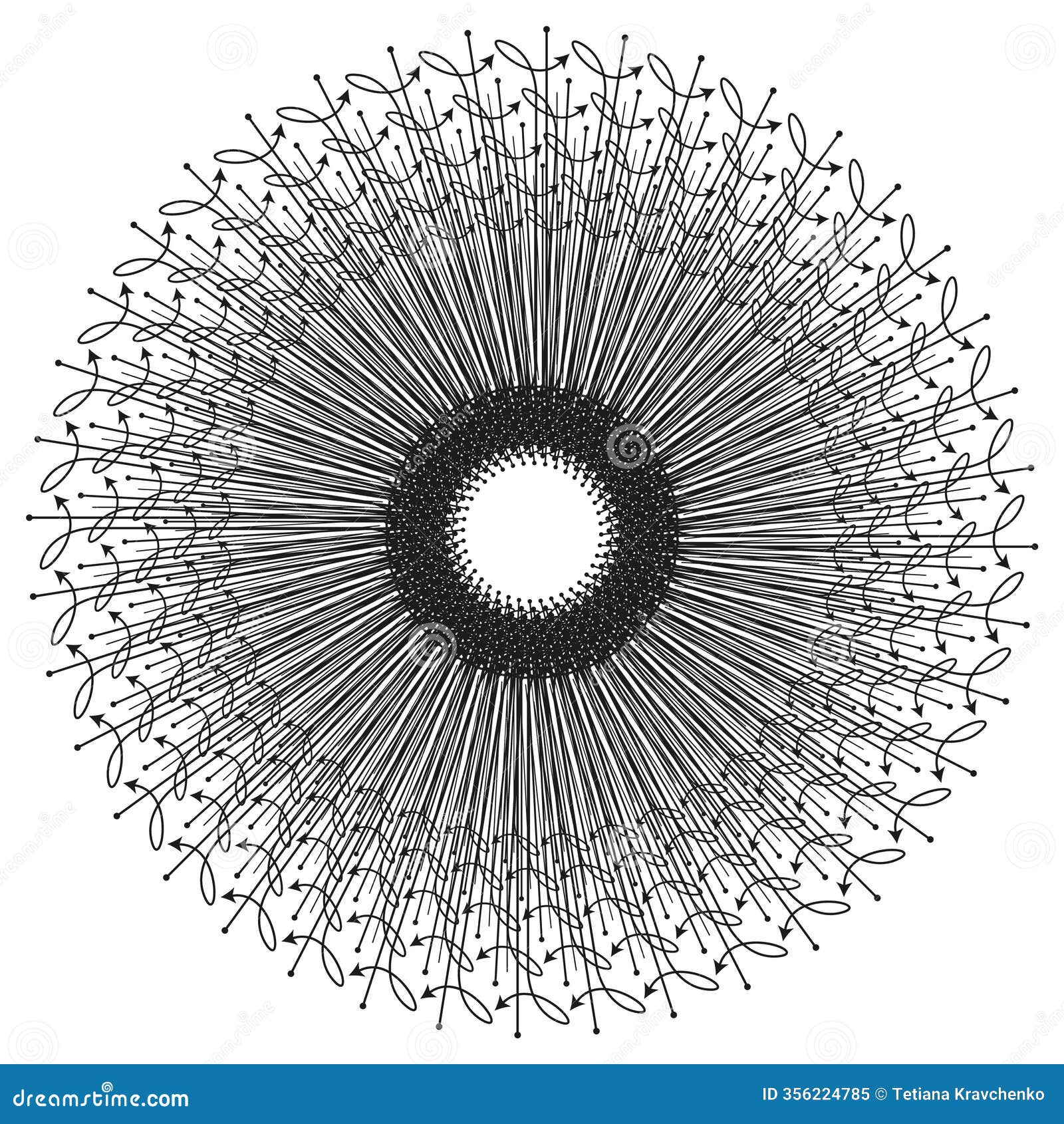 Complex Circle Ornament. Black Abstract Design. Vector Mandala Shape ...