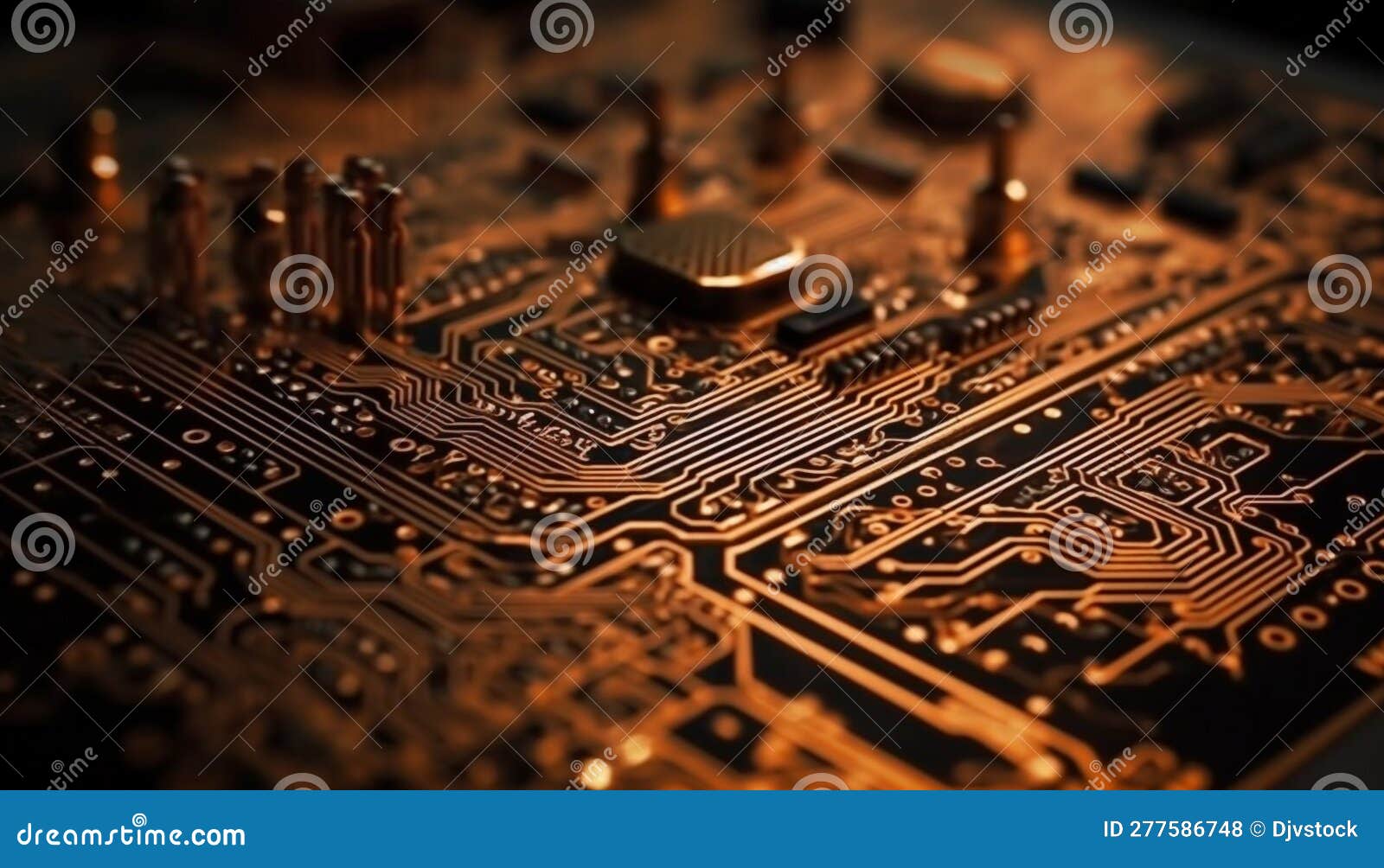 Complex Circuit Board Pattern Showcases Futuristic Computer Equipment in Industry Generated by ...