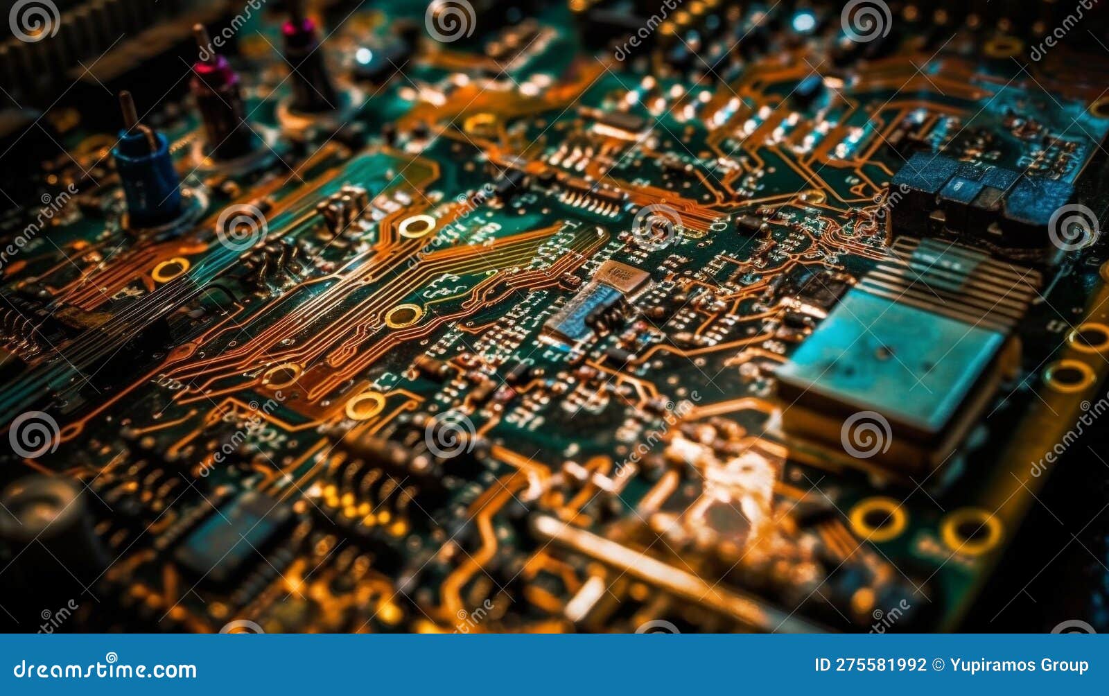 Complex Circuit Board Shows Data Patterns in Blue Generated by AI Stock ... Complex Circuit Board Shows Data Patterns in Blue Generated by AI Stock ...