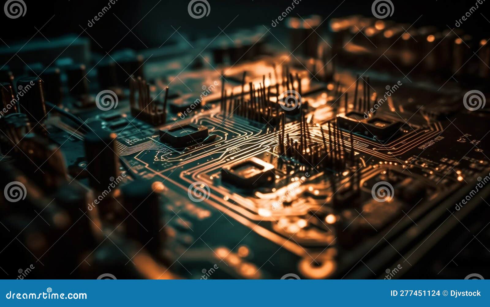 Complex Circuit Board with Working Computer Chip Generated by AI Stock ...