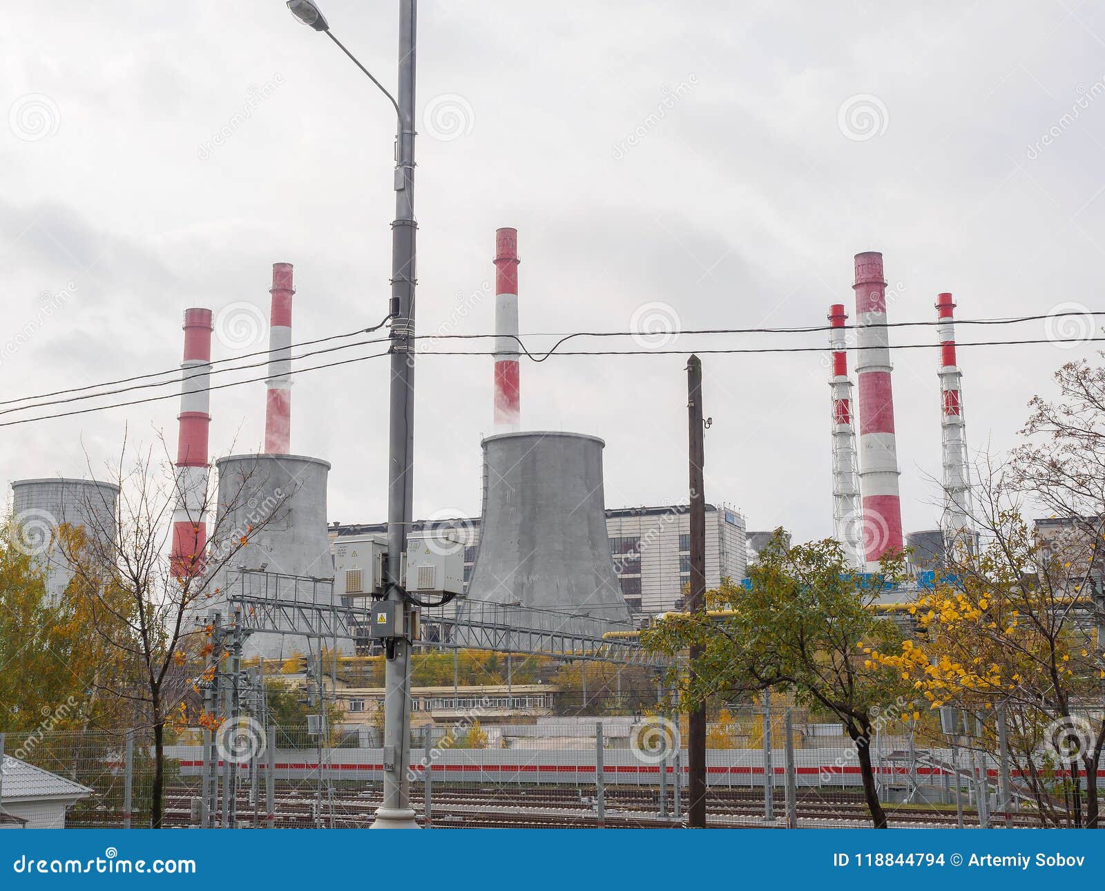 Complex of City Boiler Room with Large Pipes. Stock Photo - Image of ...