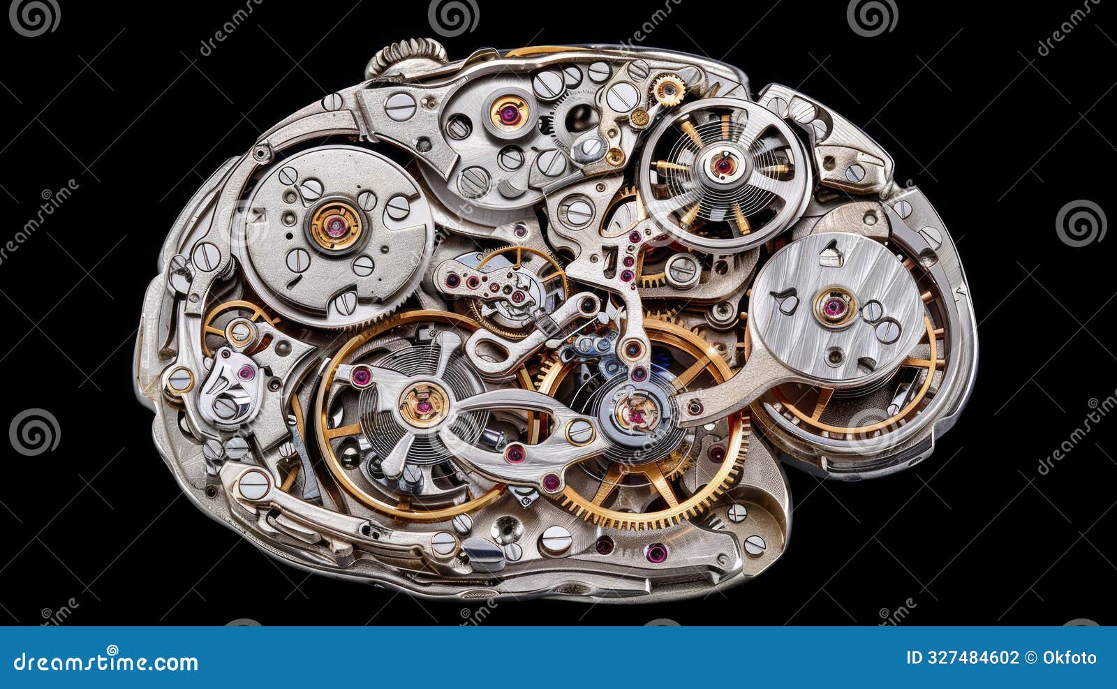 Complex Clockwork Mechanism Showing Gears and Cogs on Black Background ...
