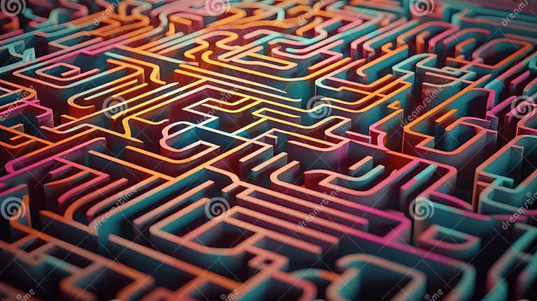 A Complex and Colorful Maze with Multiple Paths and Intersections ...