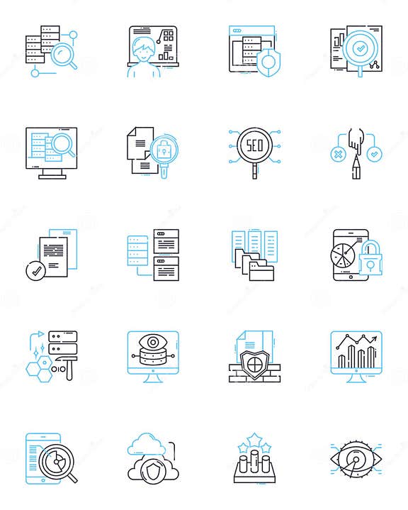 Complex Computation Linear Icons Set. Algorithm, Calculation ...