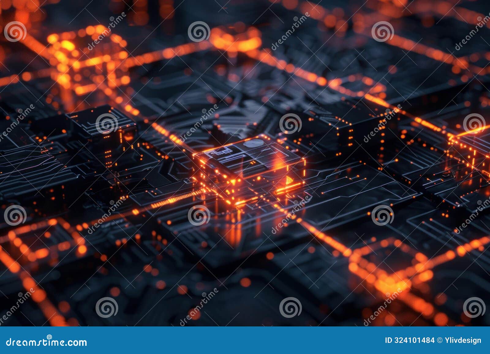 Complex Cpu is Processing Data Transmitting by Illuminated Lines Stock ...