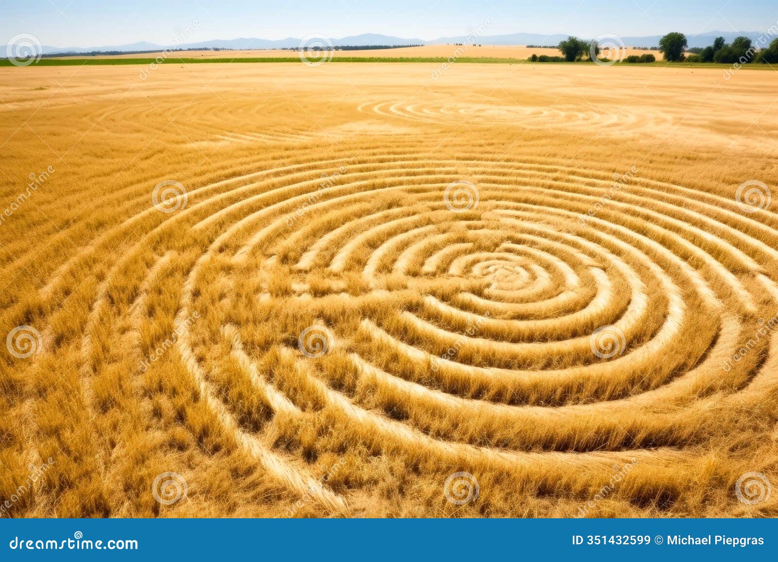 Complex Crop Circles and Patterns in a Wheat Field Viewed from Above ...