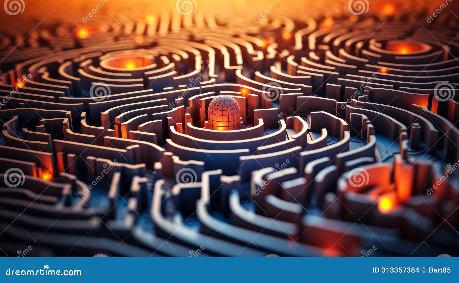 Complex 3D Labyrinth with Glowing Pathways and Spherical Obstacles ...