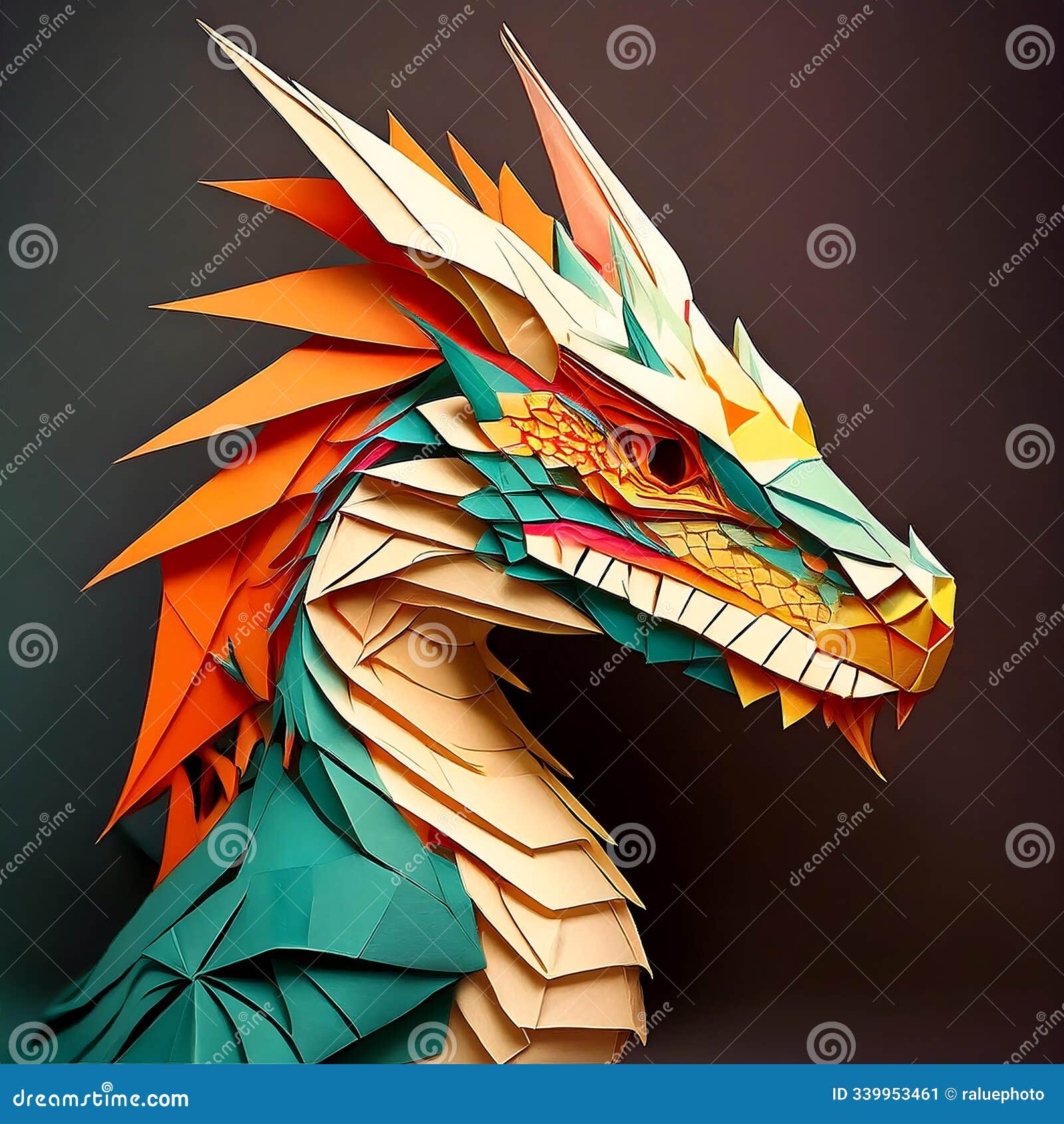 Complex 3D Paper Dragon Sculpture Stock Illustration - Illustration of ...