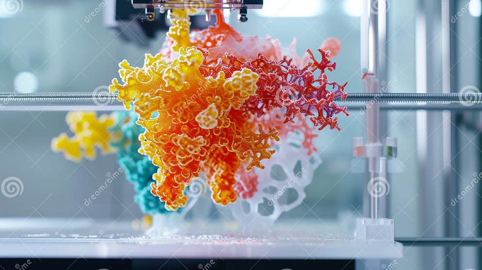 Complex 3D Printed Molecular Structure in Vibrant Colors Stock Photo ...