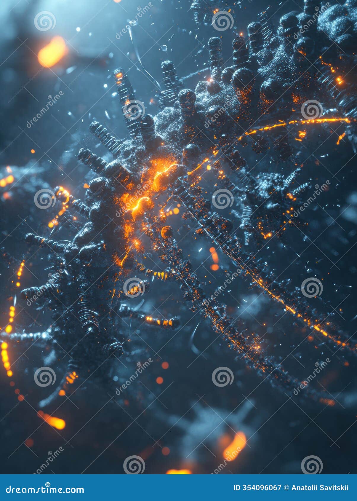 Complex 3D Visualization of a Virus Structure Showcasing Intricate ...
