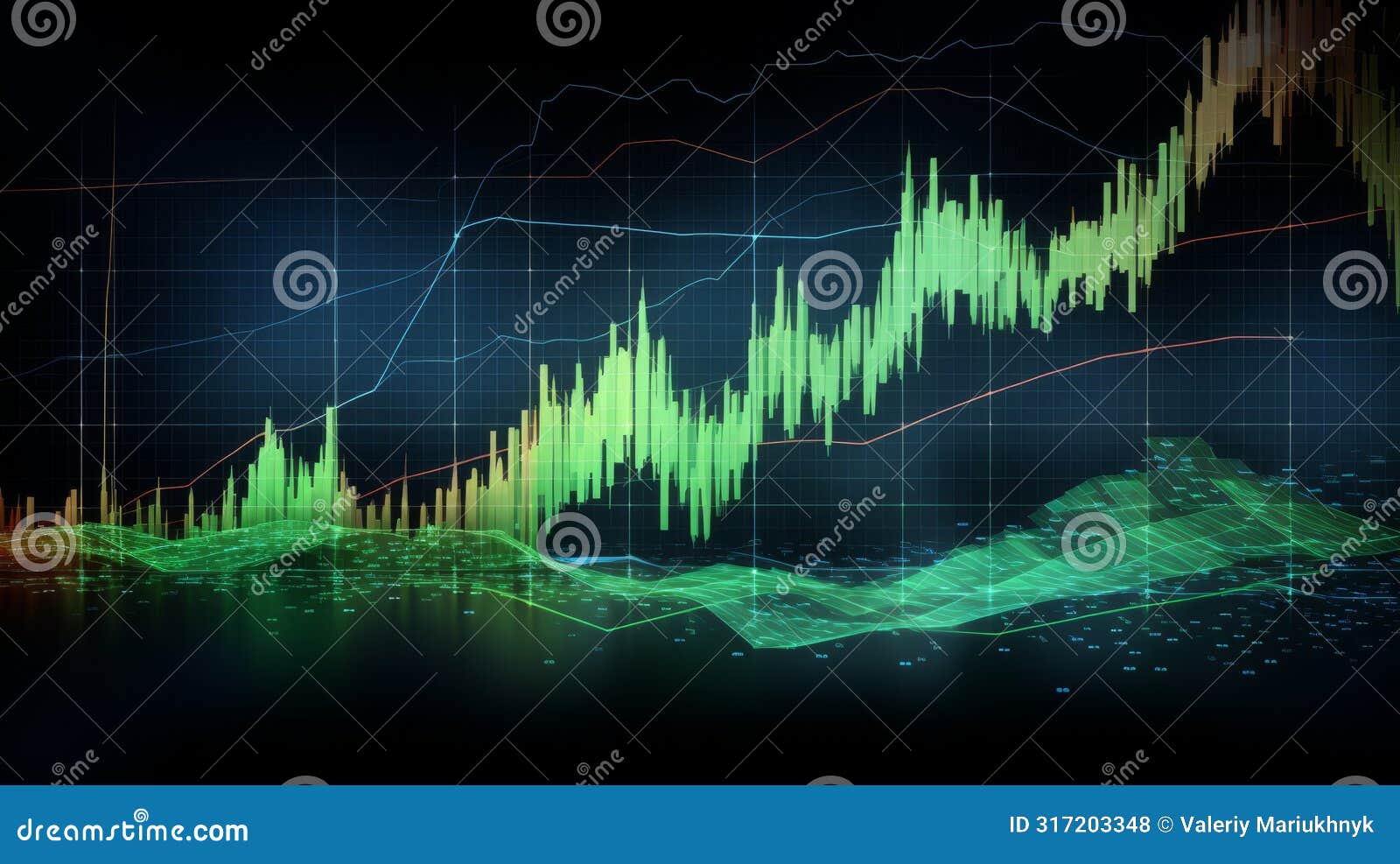 Complex Data Visualization of Stock Market Analysis in Vivid Colors ... Complex Data Visualization of Stock Market Analysis in Vivid Colors ...