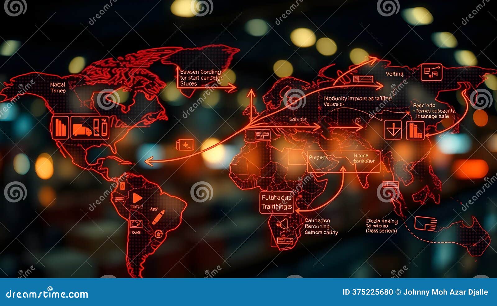 A Complex Diagram Showing The Flow Of Goods Across Borders Stock ...