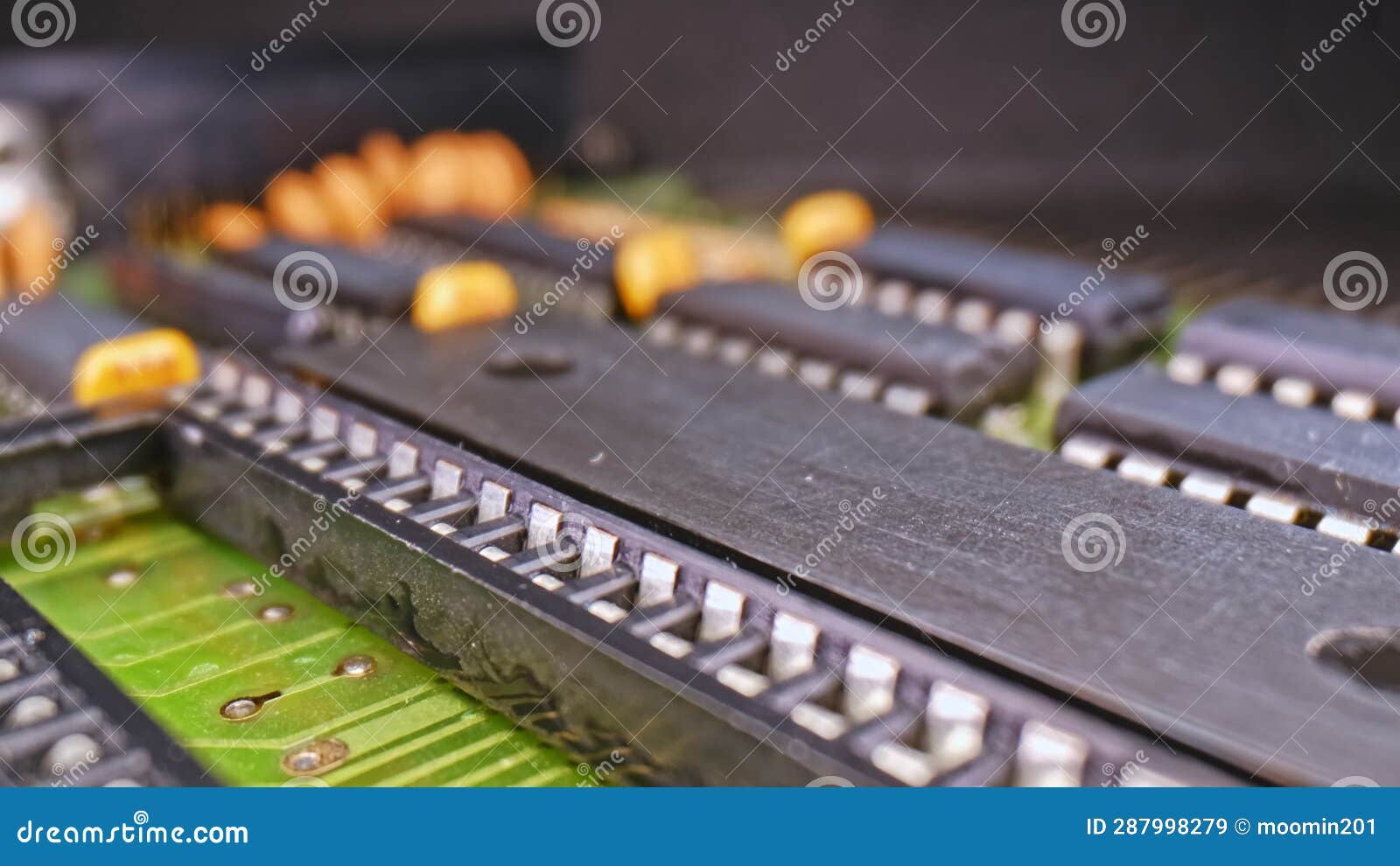 Complex Electronic Circuit Board with THT Components Resistor Capacitor ...