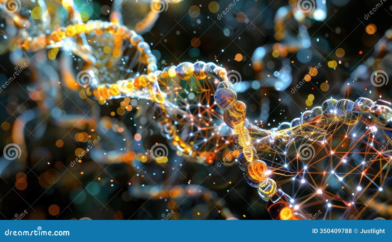 Dna Strand Forming Glowing Network Representing Big Data and Genetic ...