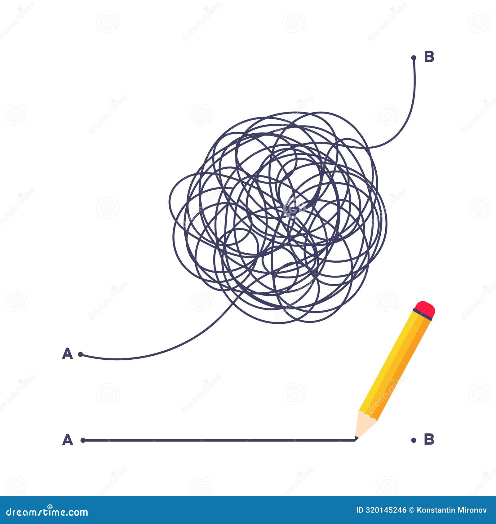 Complex and Easy Simple Way from Point a To B Vector Illustration ...