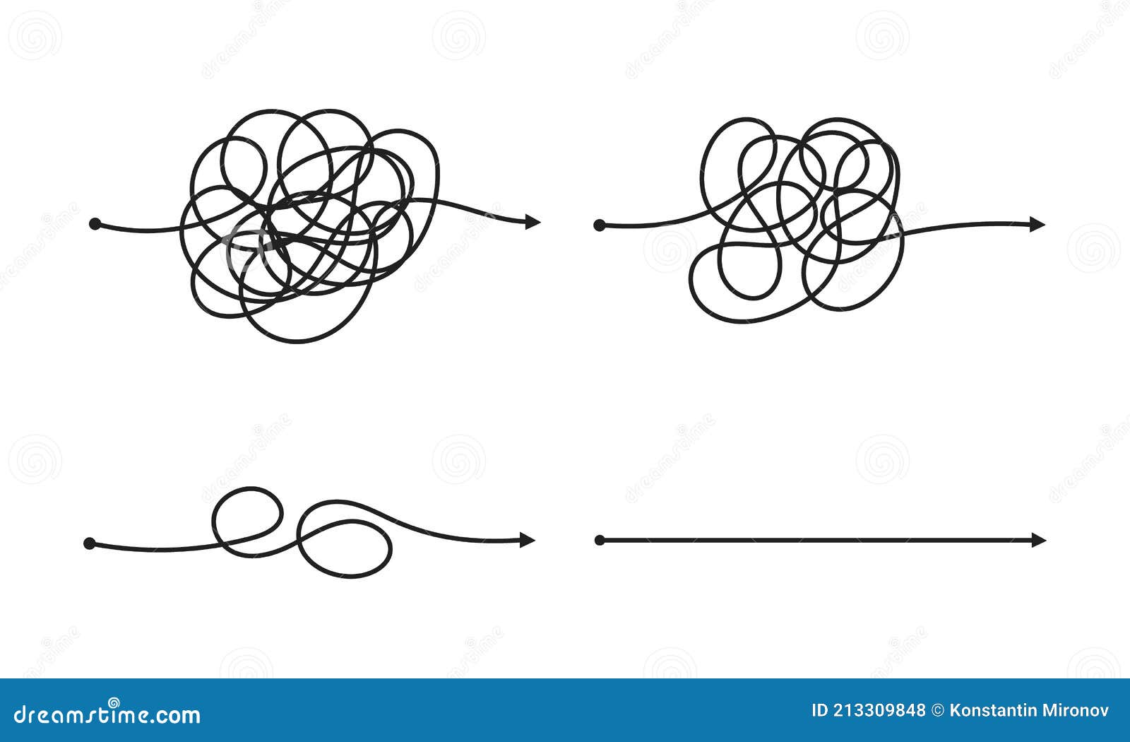 Complex and Easy Simple Way from Start To End Vector Illustration Set ...