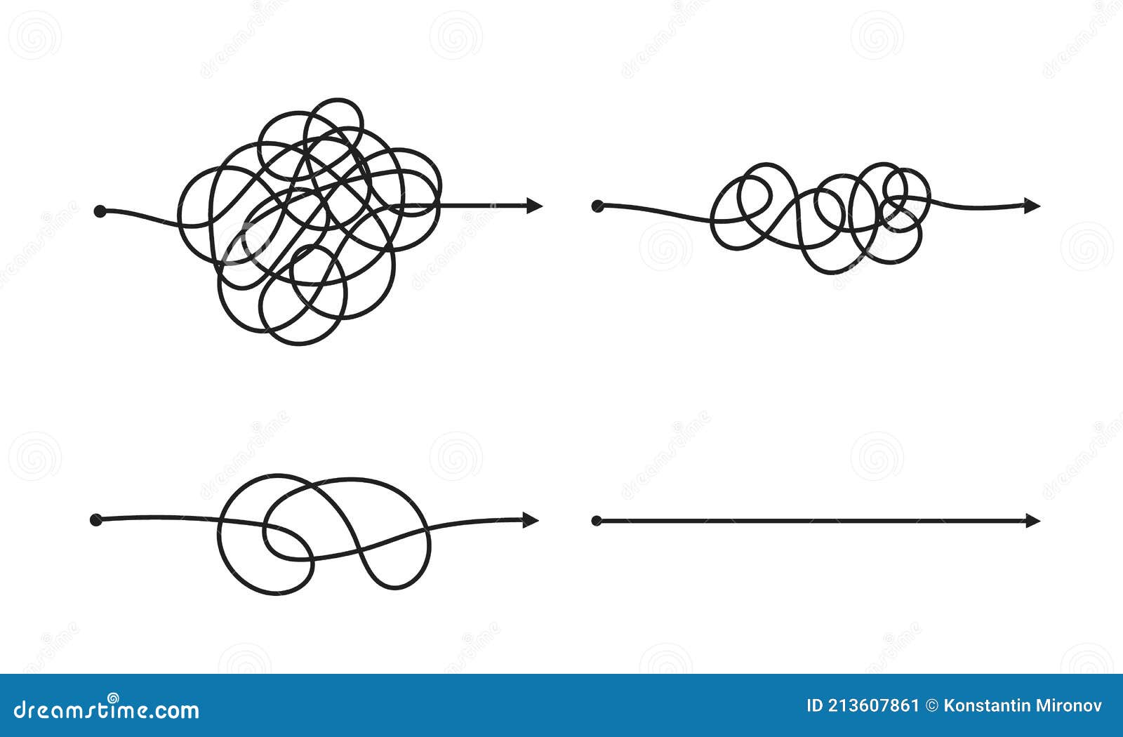 Complex and Easy Simple Way from Start To End Vector Illustration Set ...