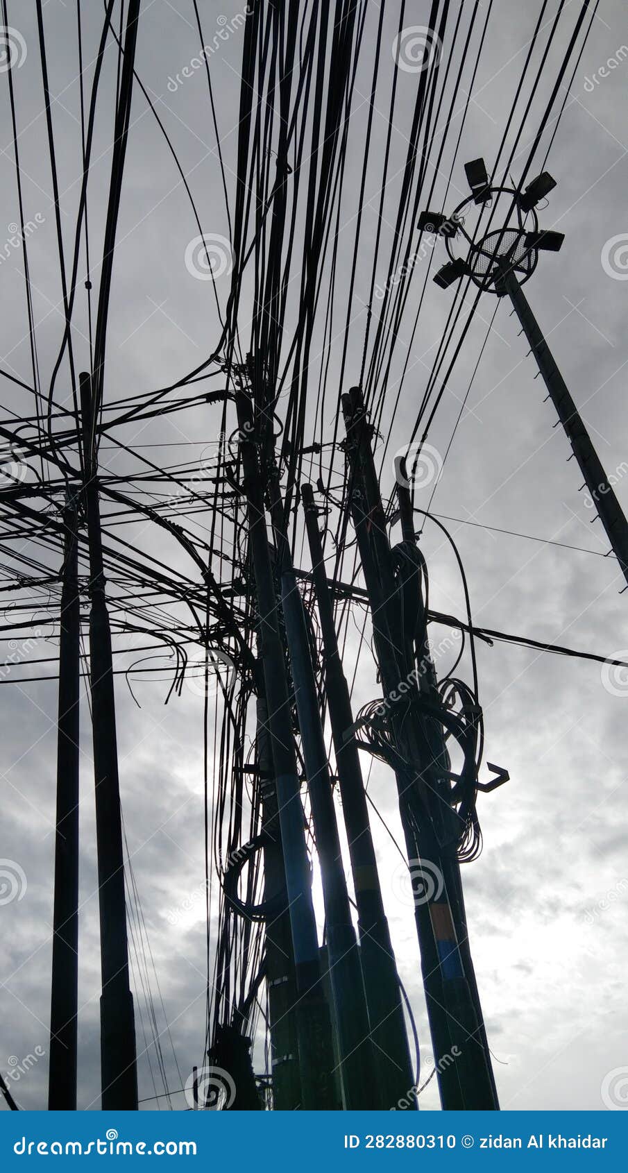 Complex electric poles stock photo. Image of wind, tower - 282880310