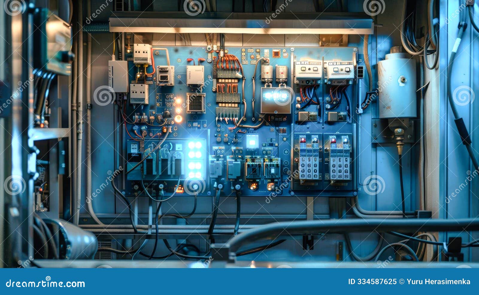 A Complex Electrical Distribution Board Showcases Numerous Switches ...