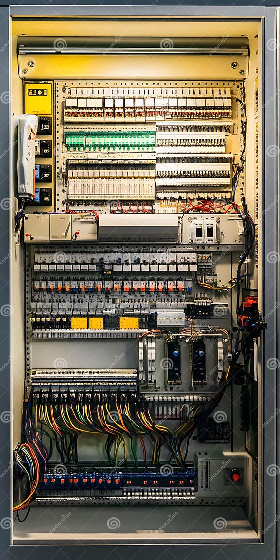 Complex Electrical Panel with Circuit Breakers and Wires Stock ...