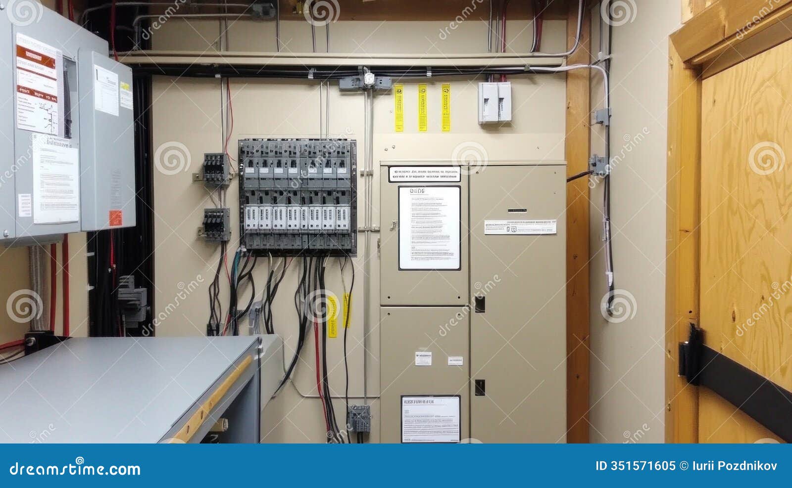 Electrical Panel, Circuit Breakers, and Wiring in Building Control Room ...