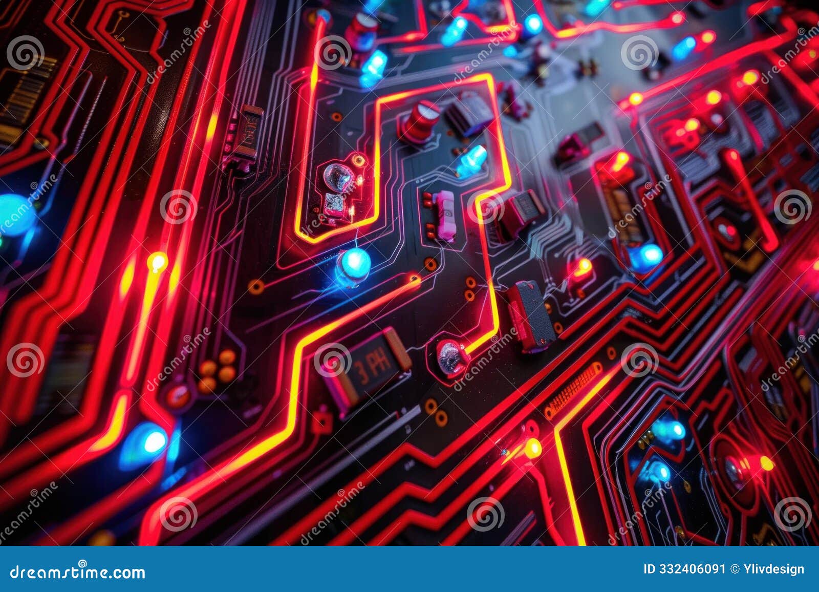 Complex Electronic Circuit Board Pulsating with Energy Stock ...