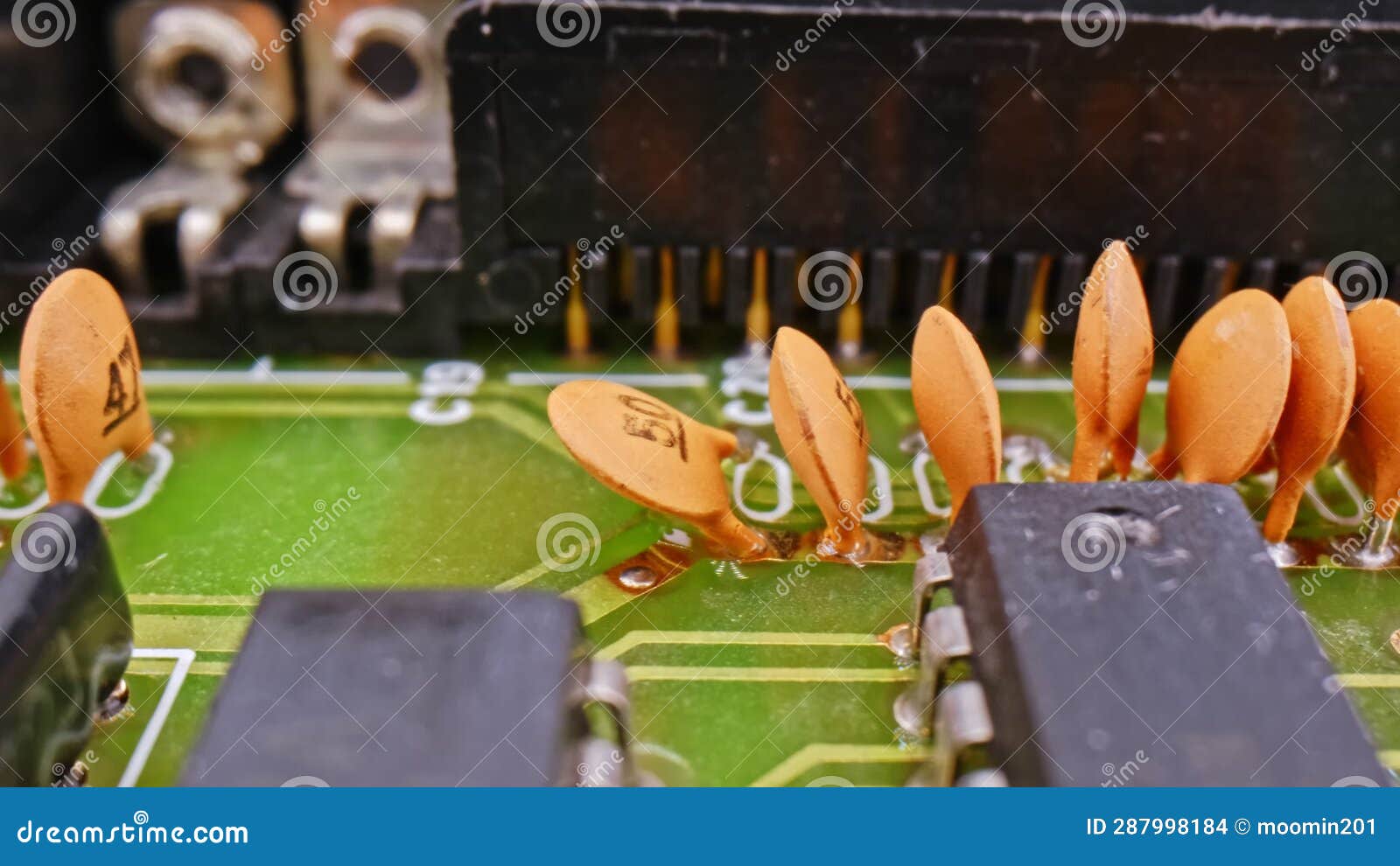 Complex Electronic Circuit Board with THT Components Resistor Capacitor ...