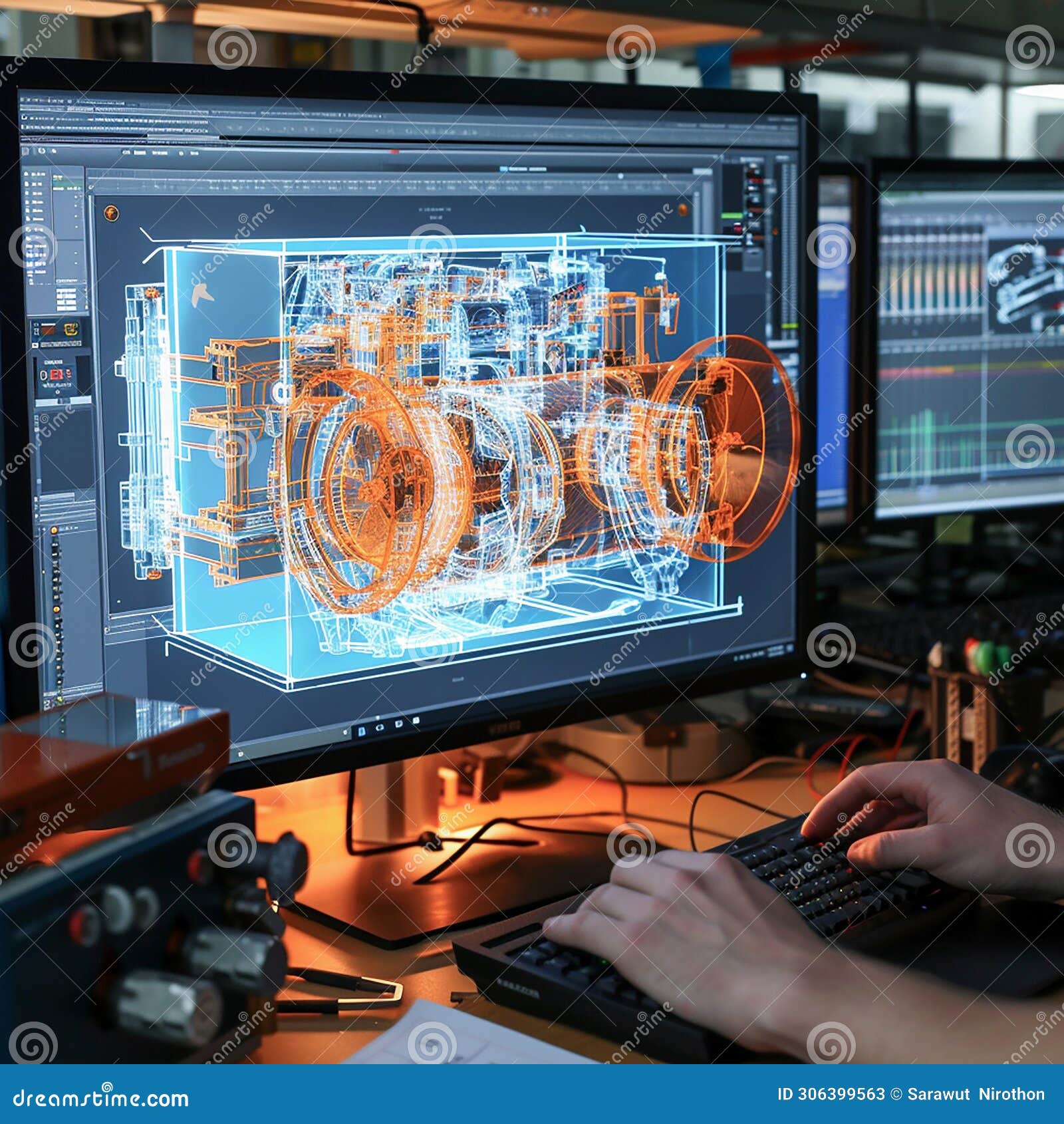 A Complex Engineering Model Coming To Life As an Engineer Uses Advanced ...