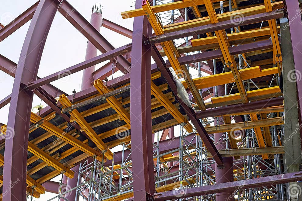 Complex Engineering Structure and Scaffolding at the Construction Site ...