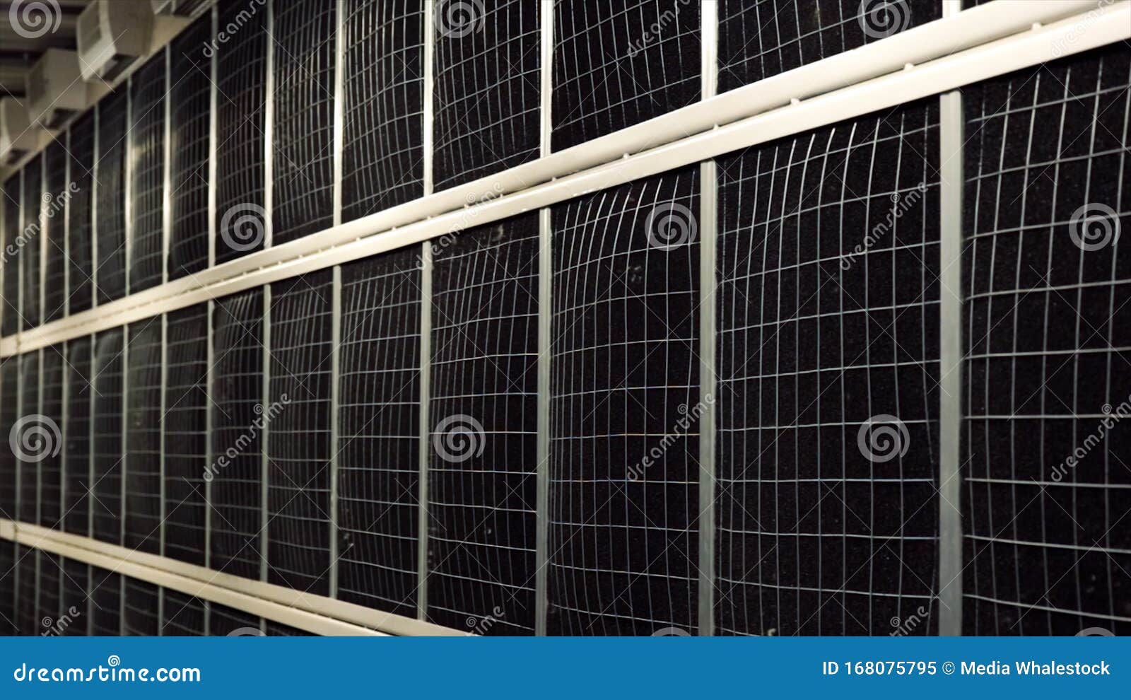 Complex Equipment in Data Center. Stock Footage. Black Mesh Panels for ...