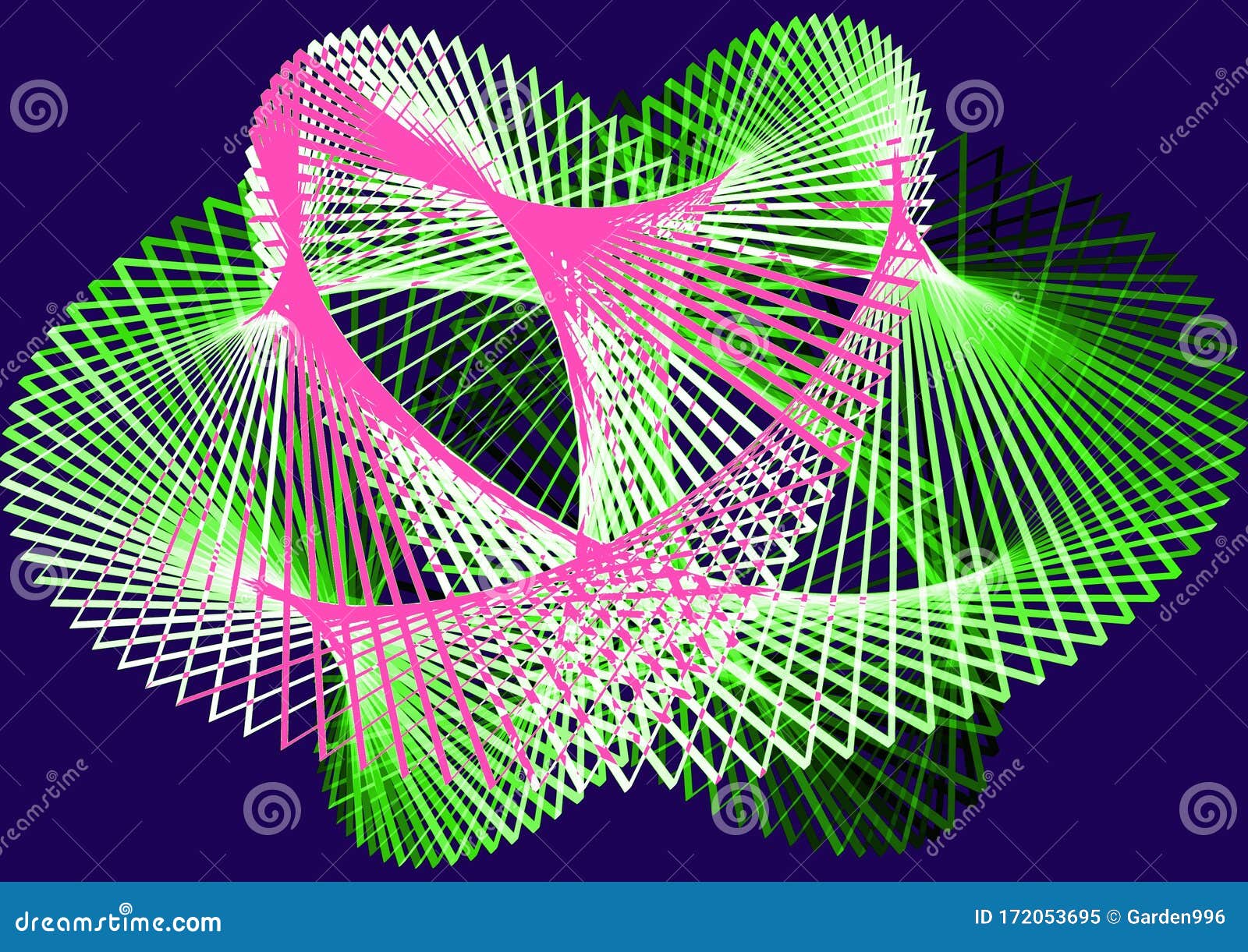 A Complex Figure, a Spirograph, Formed from Elements Painted in Green ...