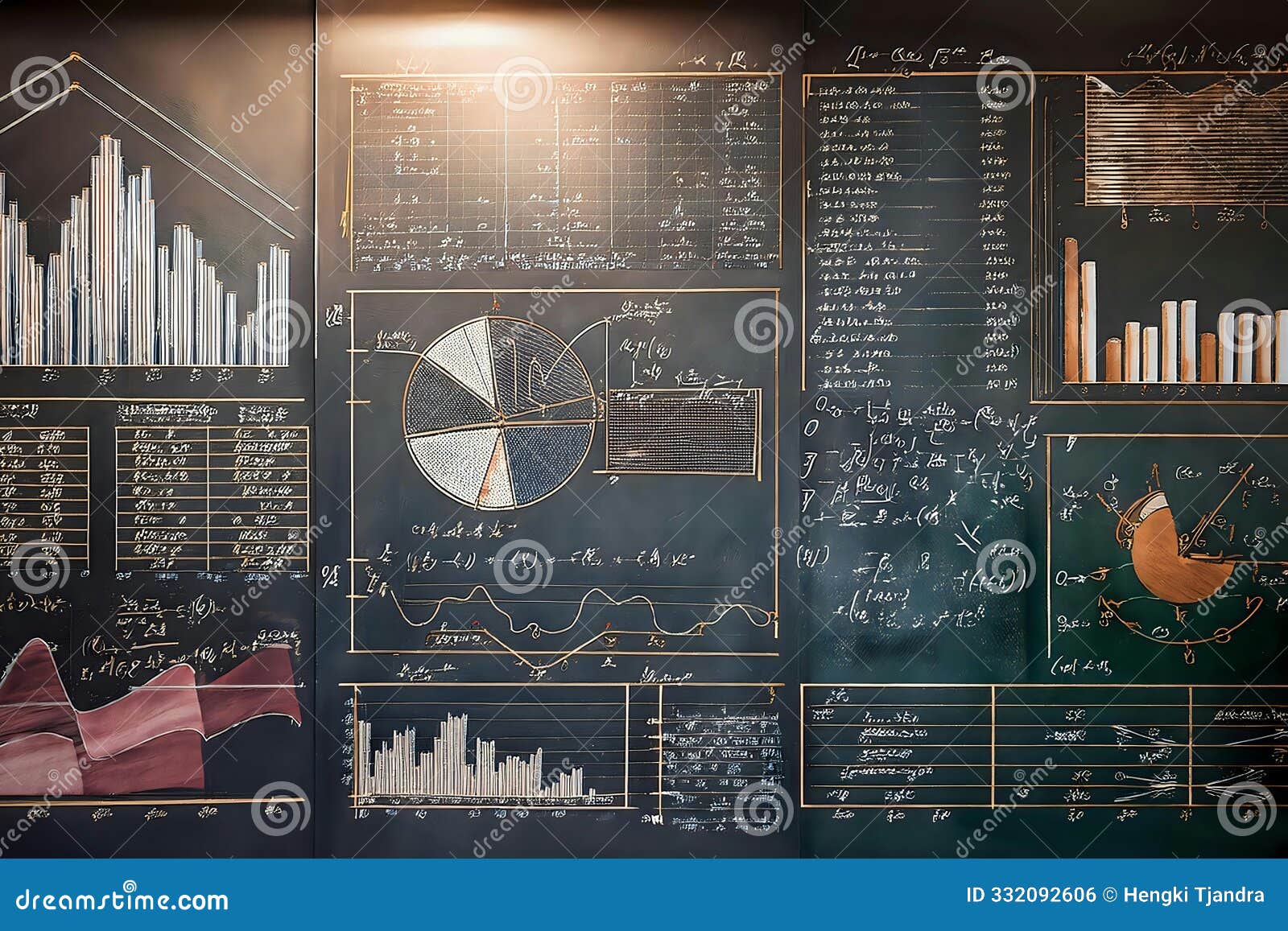 Complex Finance Equations and Formulas in Chalk on a Blackboard in a ...