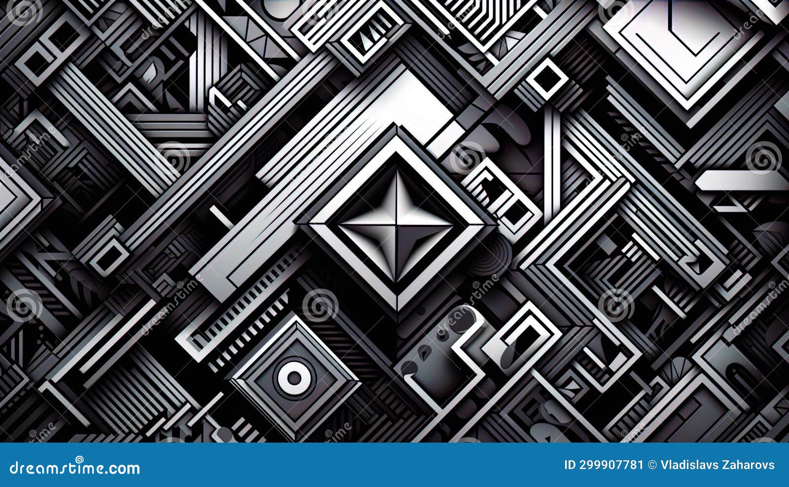 Complex Geometric Patterns in Black and White Style Stock Illustration ...