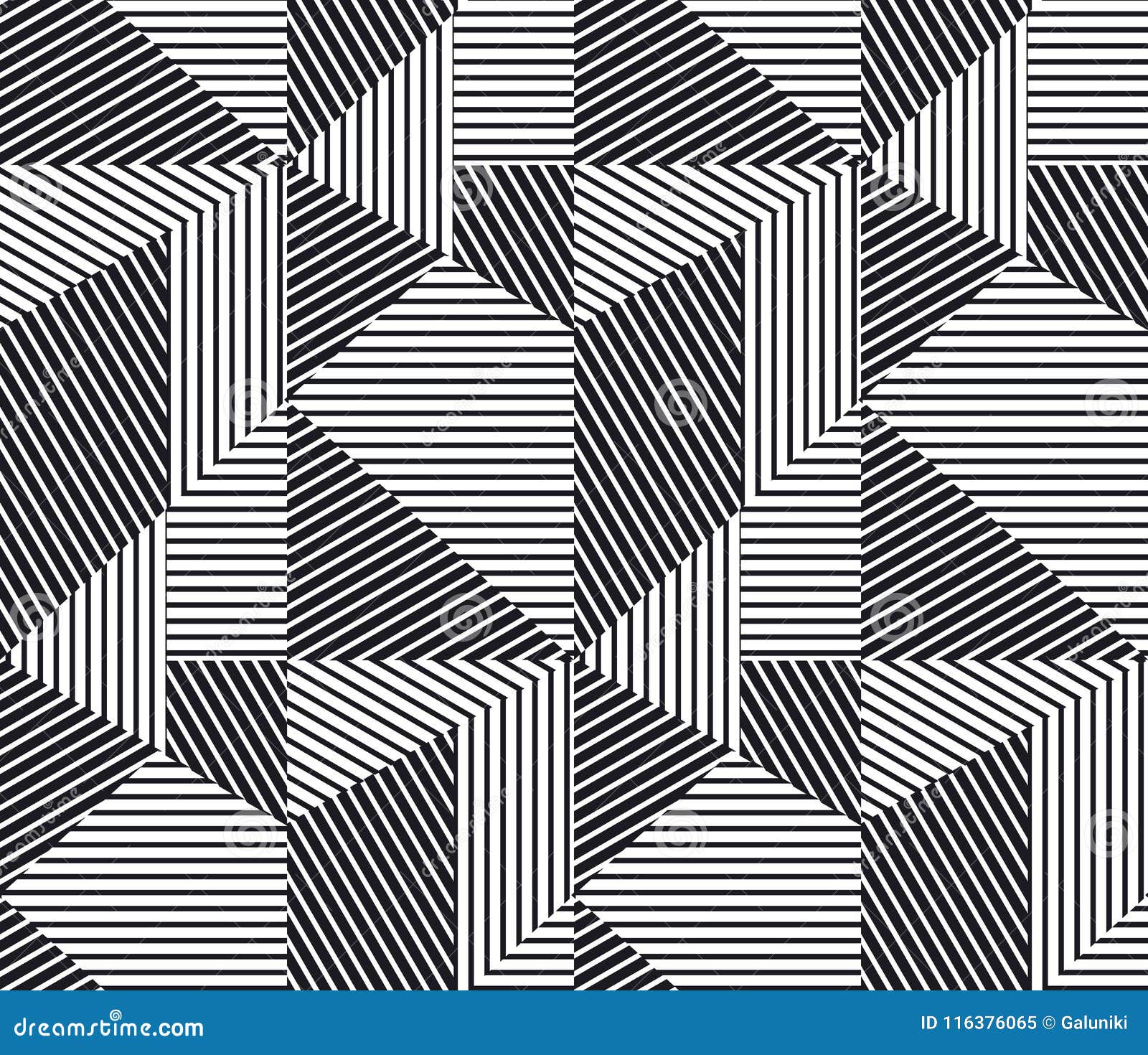 Complex Geometric Stripes Seamless Pattern Stock Vector Illustration