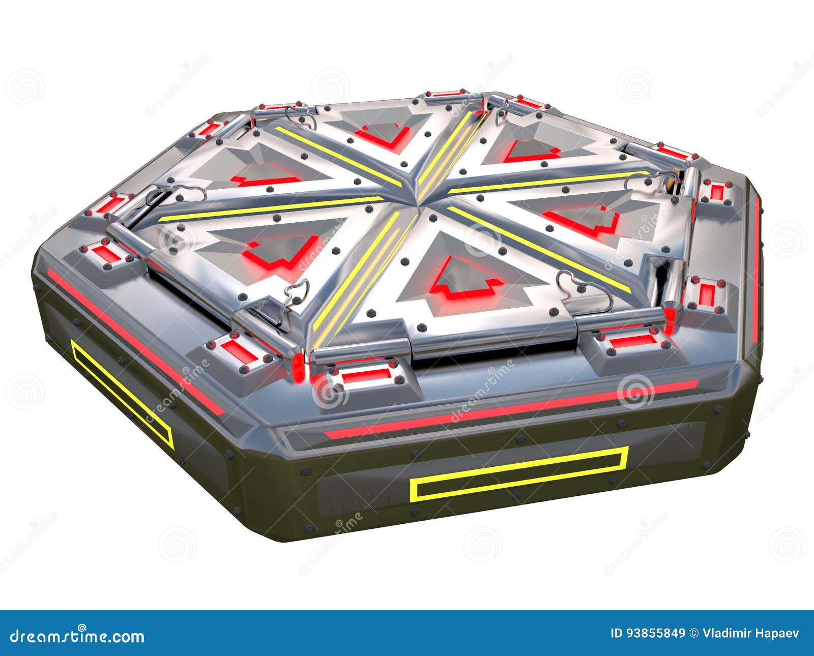 Complex Glowing Container Object From The Future. Many Parts In ...