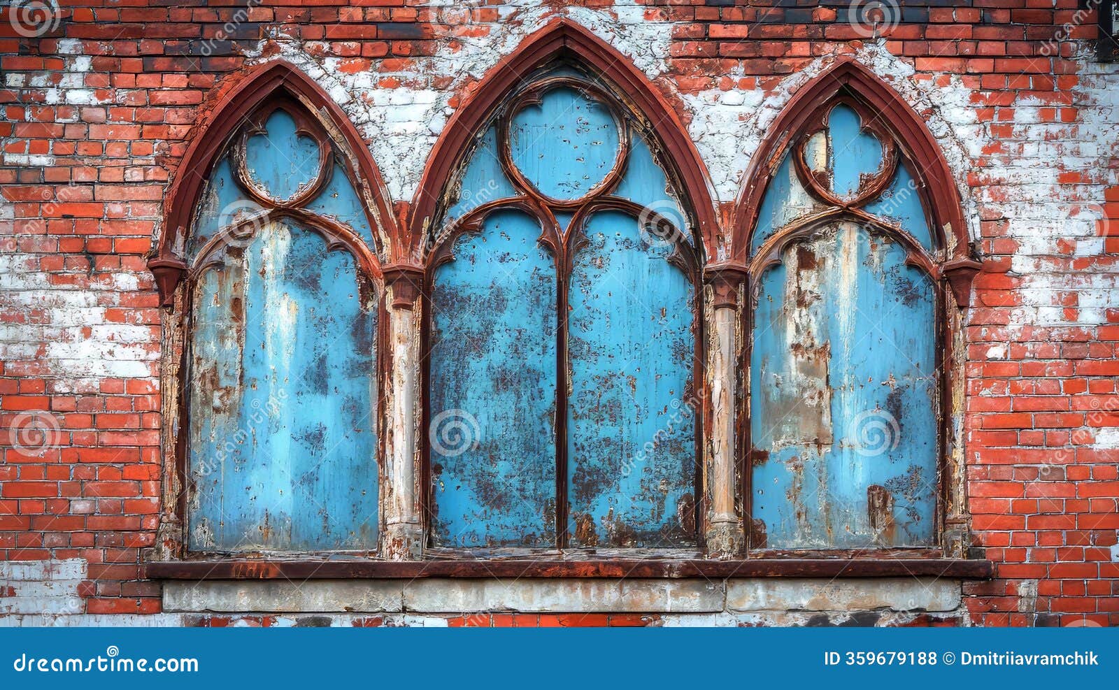 Complex Gothic Architectural Elements in an Old Brick Structure. Stock ...