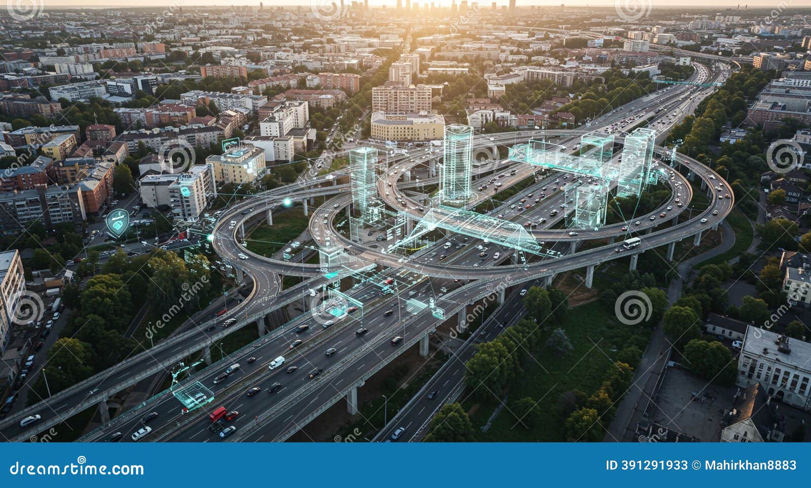 Complex Highway Interchange Illustration With Multiple Elevated Roadways | CartoonDealer.com ...