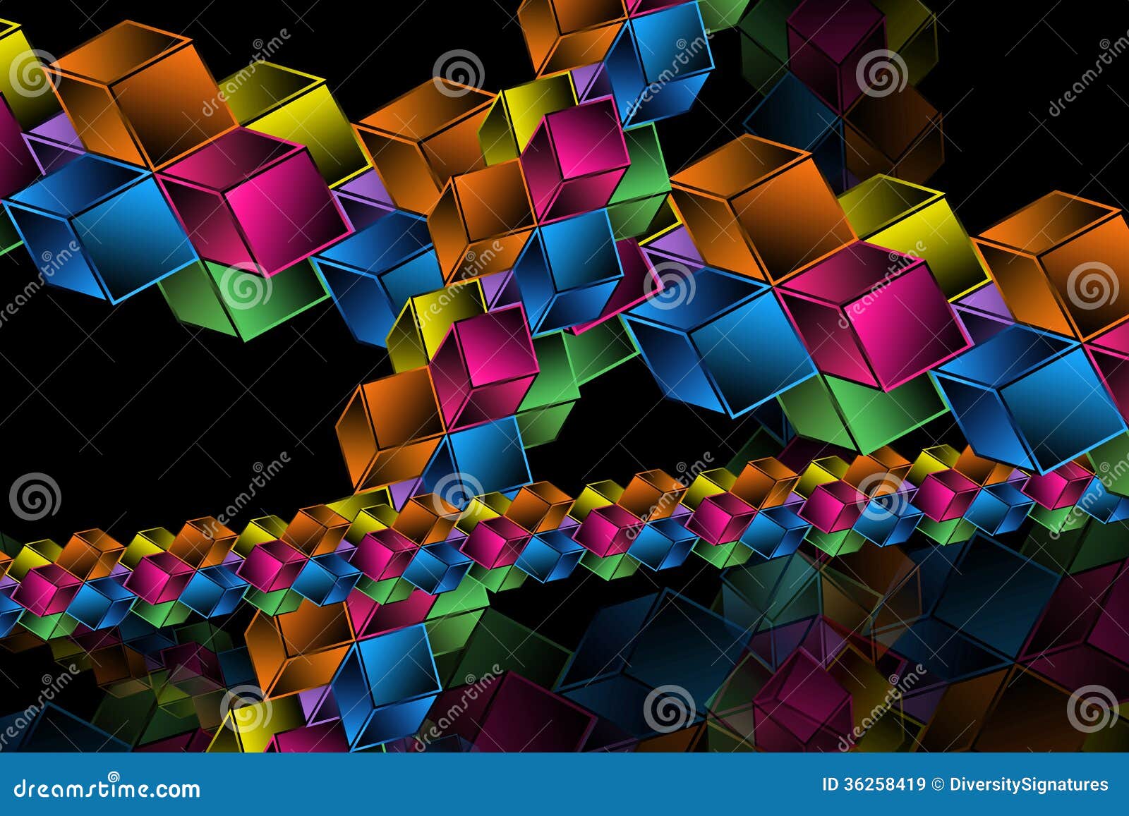 Complex Hypercubes - Abstract Geometrical Background Stock Illustration ...