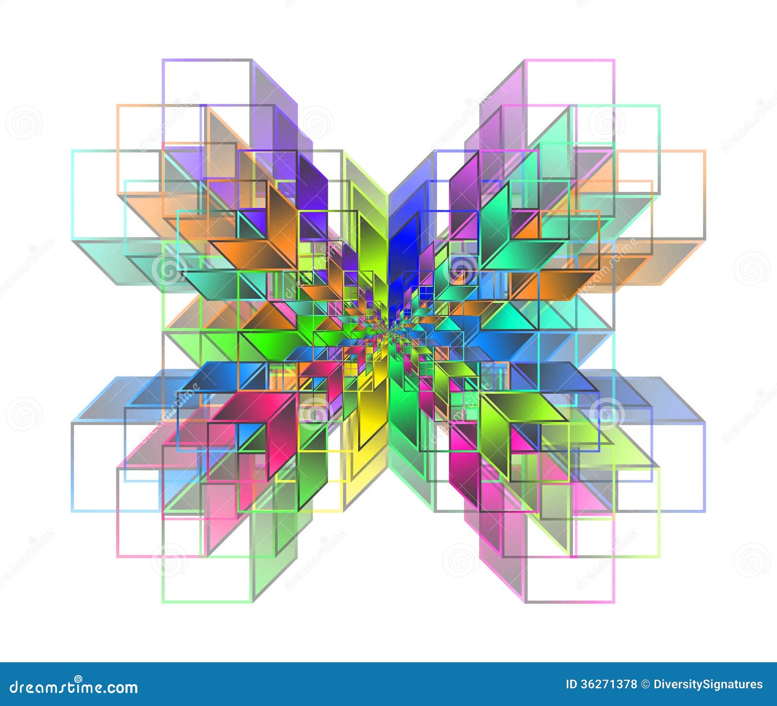 Complex Hypercubes - Abstract Geometrical Background Stock Illustration ...