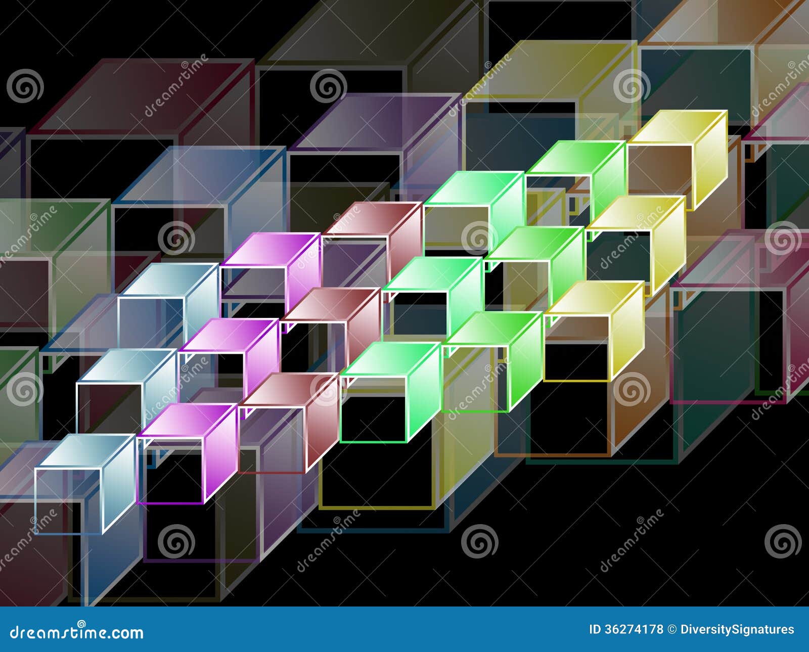 Complex Hypercubes - Abstract Geometrical Background Stock Illustration ...