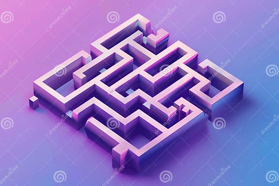 Complex Illustration of Maze and Puzzle with Riddle Shapes and Exit ...