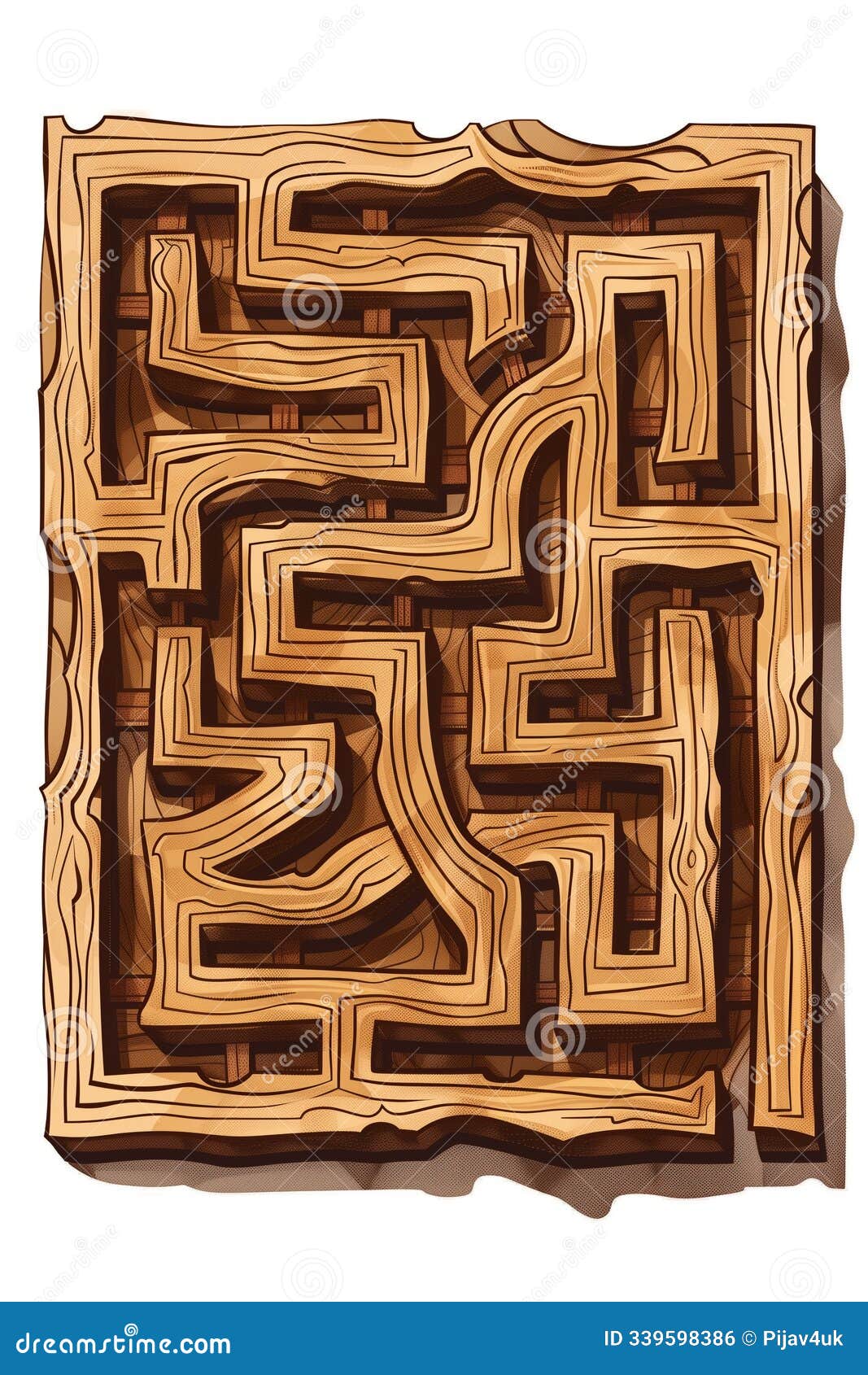 Complex Illustration of Maze and Puzzle with Riddle Shapes and Exit ...