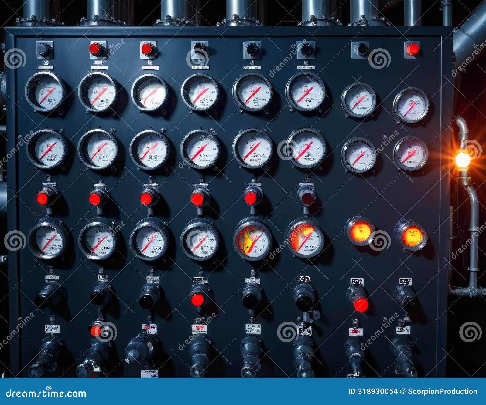 Industrial Control Panel Gauges Stock Photo - Image of steel ...