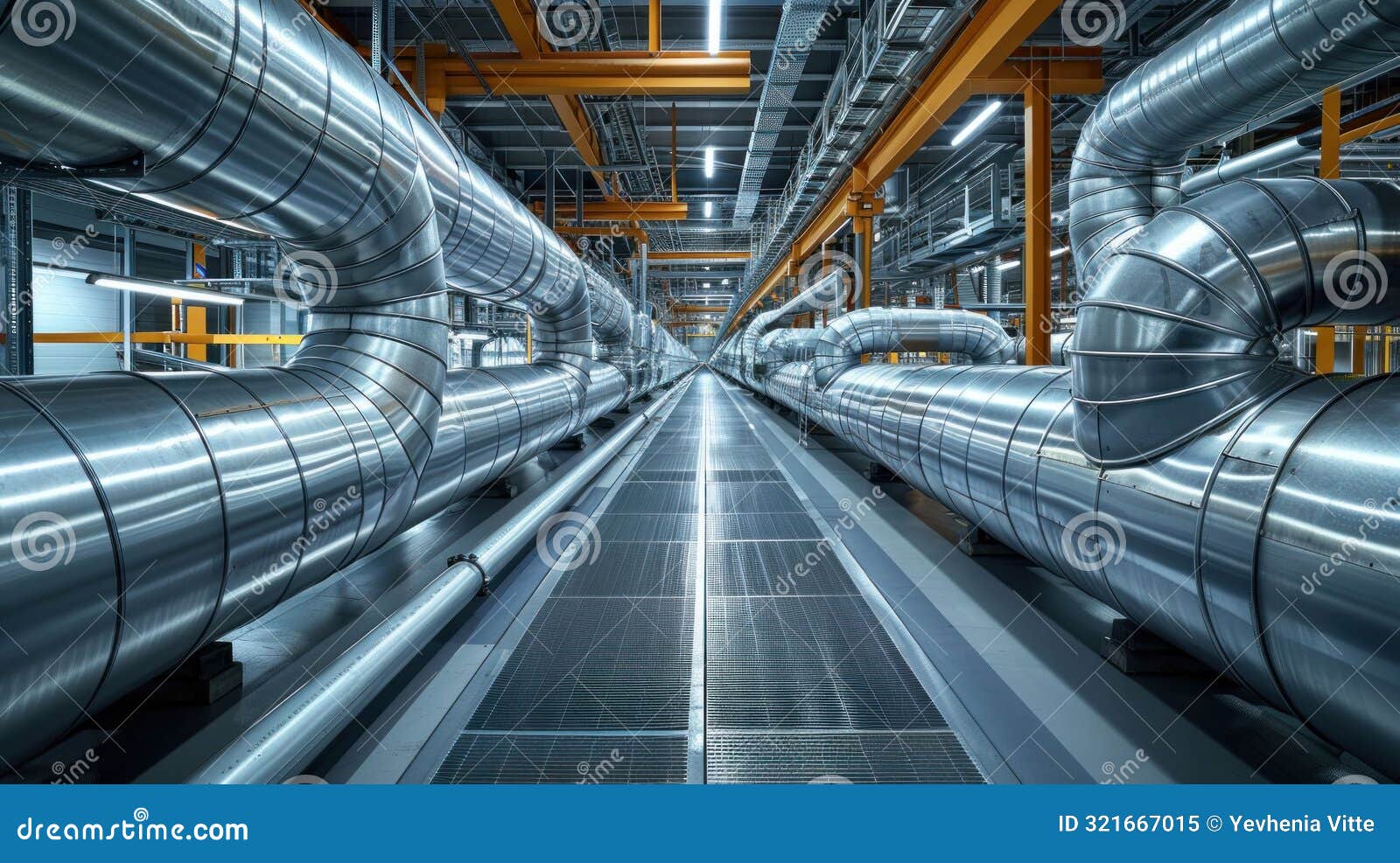 Complex Industrial Pipe System in a Modern Facility. Generative Ai ...