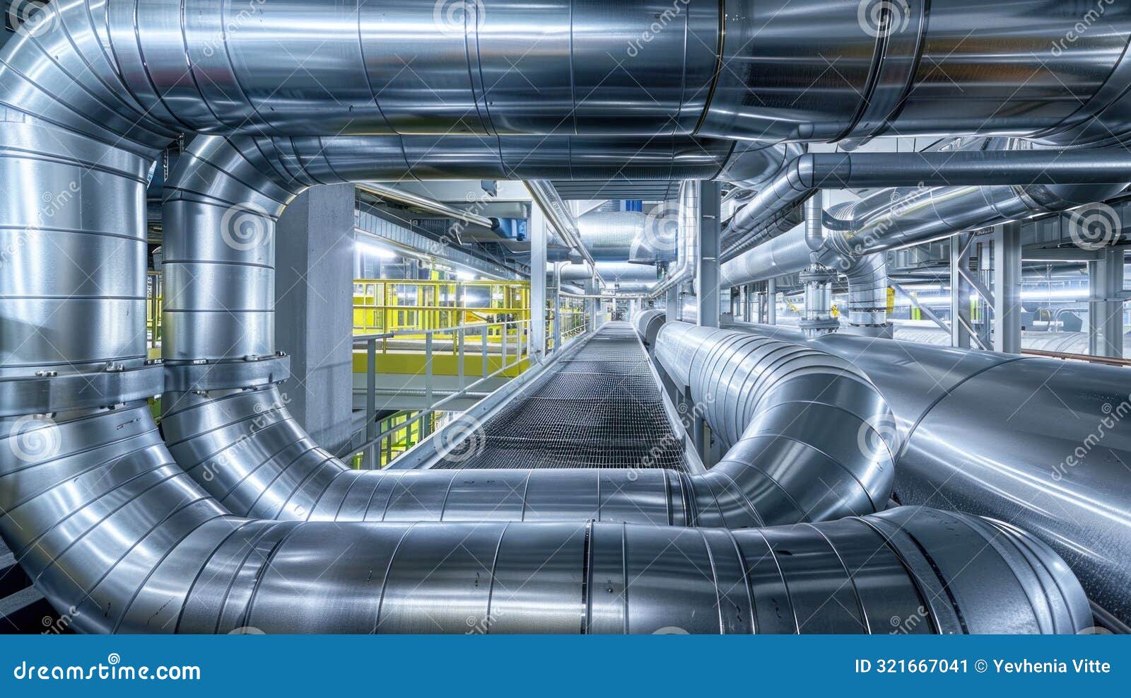 Complex Industrial Pipe System in a Modern Facility. Generative Ai ...