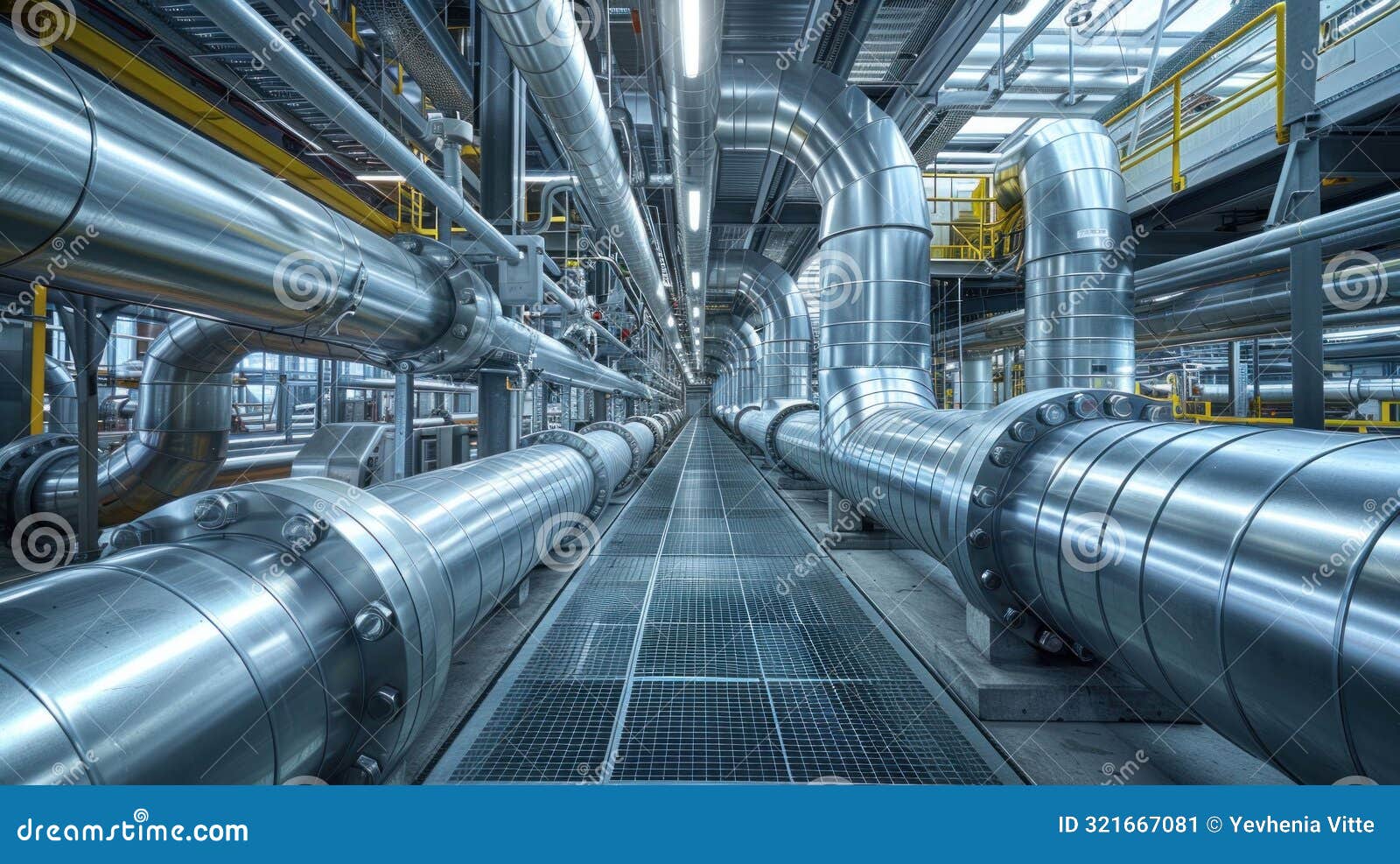 Complex Industrial Pipe System in a Modern Facility. Generative Ai ...