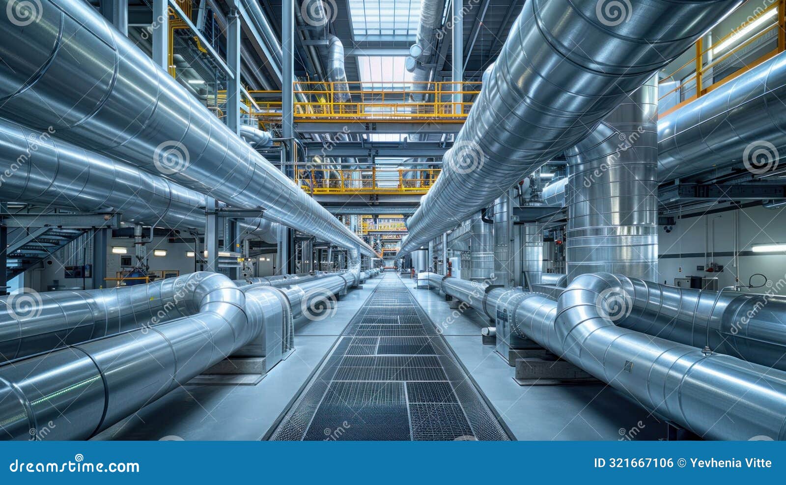 Complex Industrial Pipe System in a Modern Facility. Generative Ai ...